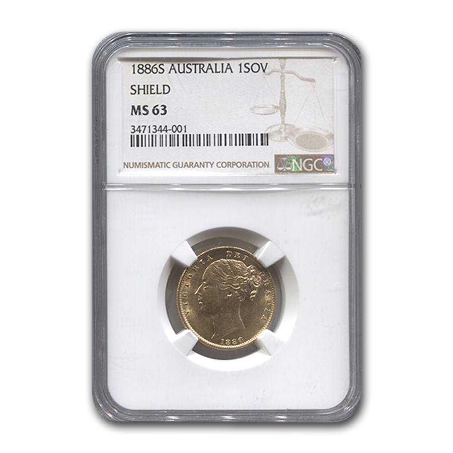 Buy 1886-S Australia Gold Sovereign Victoria Shield MS-63 NGC | APMEX
