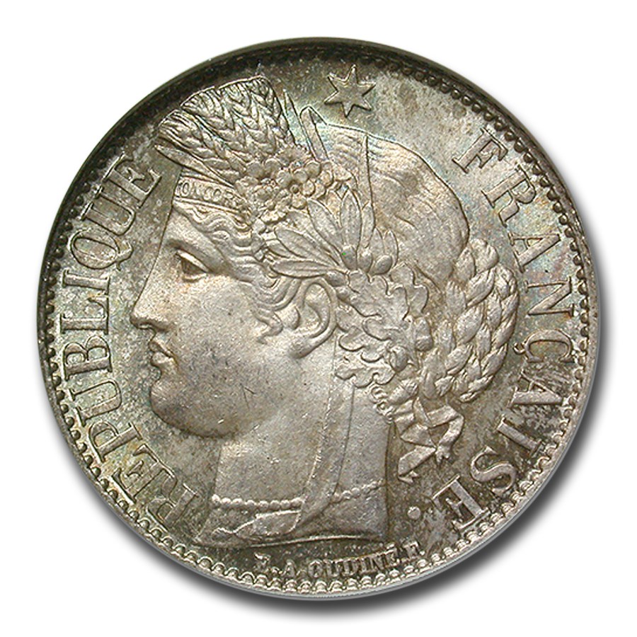 Buy 1887-A France Silver Franc MS-65 NGC | APMEX
