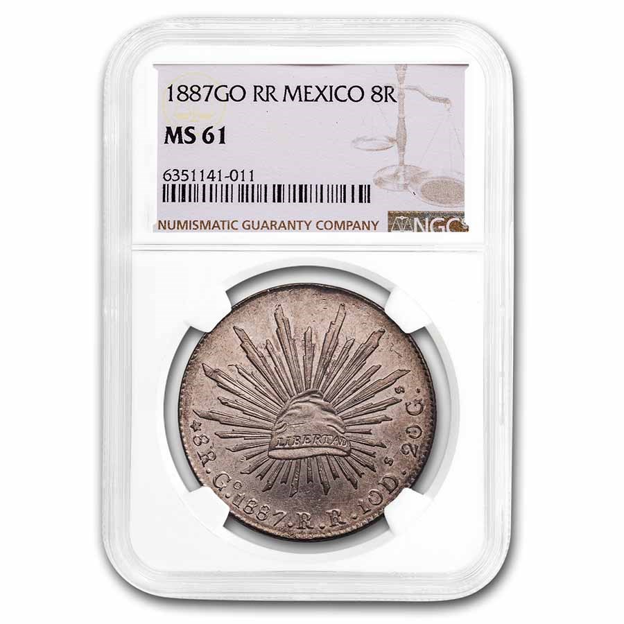 Buy 1887-Go RR Mexico Silver 8 Reales MS-61 NGC | APMEX