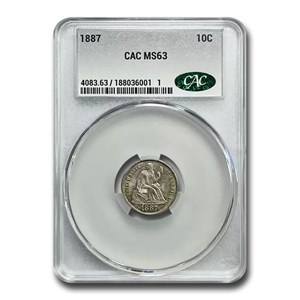 1887 Liberty Seated Dime MS-63 CACG