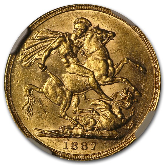 Buy 1887-M Australia Gold Sovereign Victoria AU-55 NGC | APMEX
