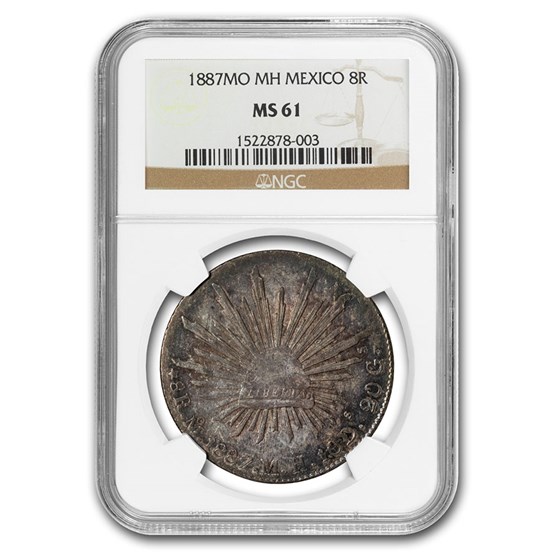Buy 1887-Mo MH Mexico Silver 8 Reales MS-61 NGC | APMEX