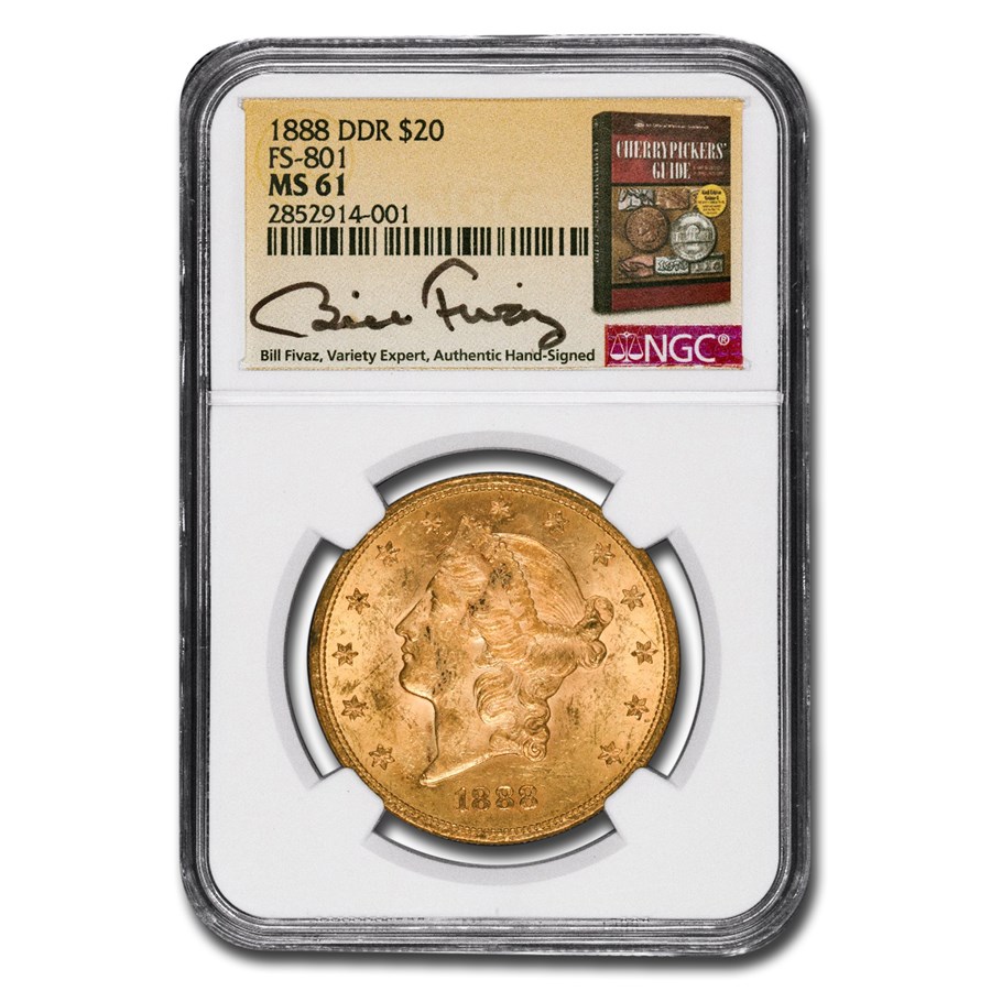 1888 $20 Liberty Gold Double Eagle MS-61 NGC (FS-801, Fivaz)