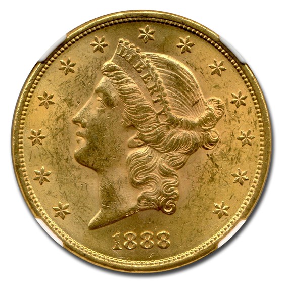 Buy 1888 $20 Liberty Gold Double Eagle MS-62 NGC (DDR, FS-801) | APMEX