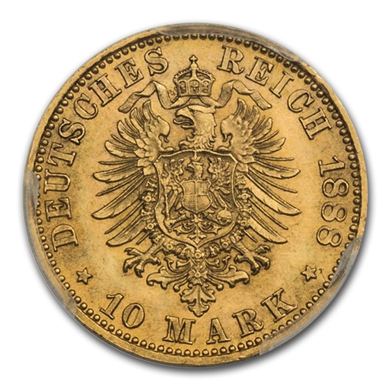 Buy 1888 German States Prussia Gold 10 Mark MS-66+ PCGS | APMEX