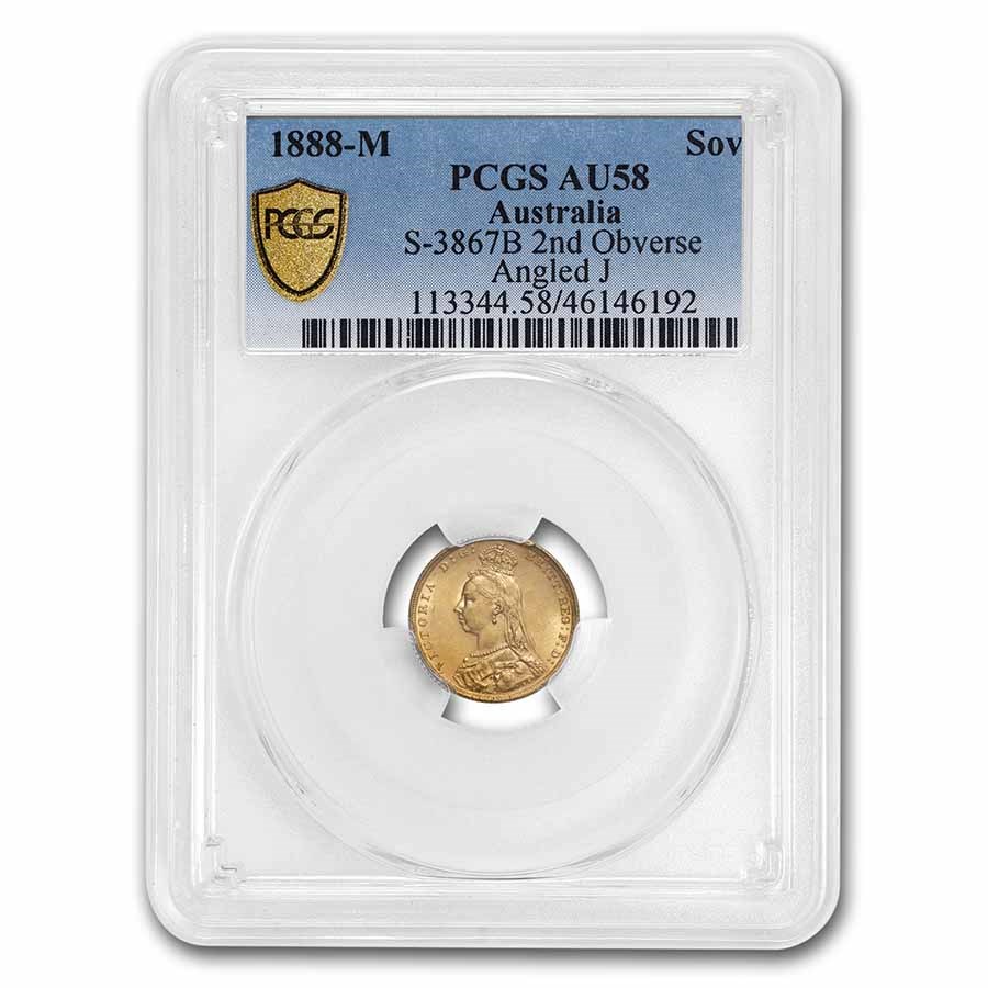 Buy 1888-M Australia Gold Sovereign Victoria Jubilee AU-58 PCGS | APMEX