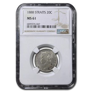 1888 Straits Settlements Silver 20 Cents MS-61 NGC