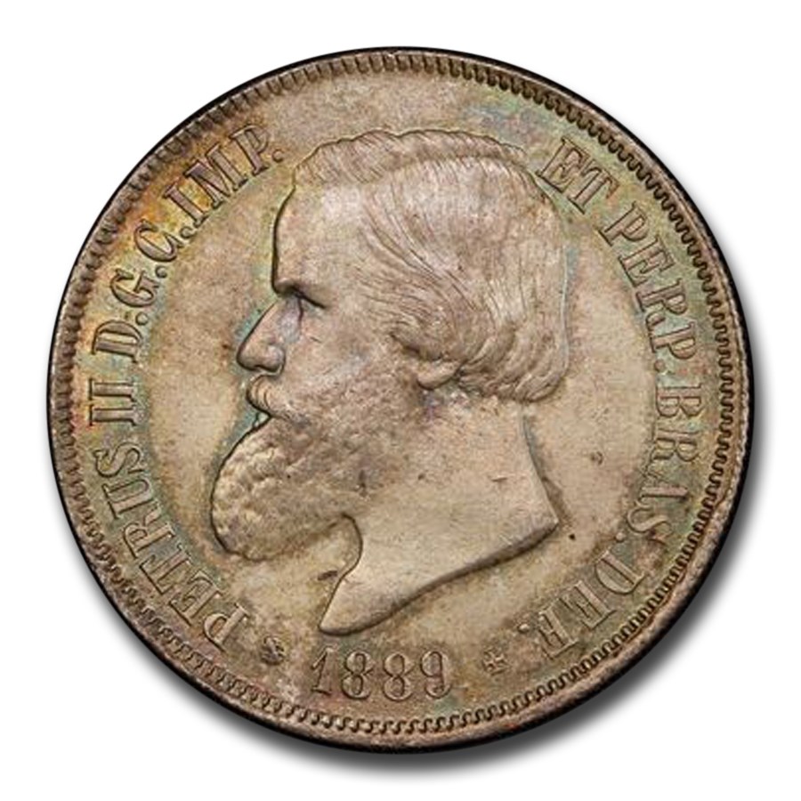 Buy 1889 Brazil Silver 2000 Reis Pedro II MS-62 | APMEX