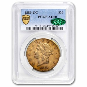 1889-CC $20 Liberty Gold Double Eagle AU-50 PCGS CAC