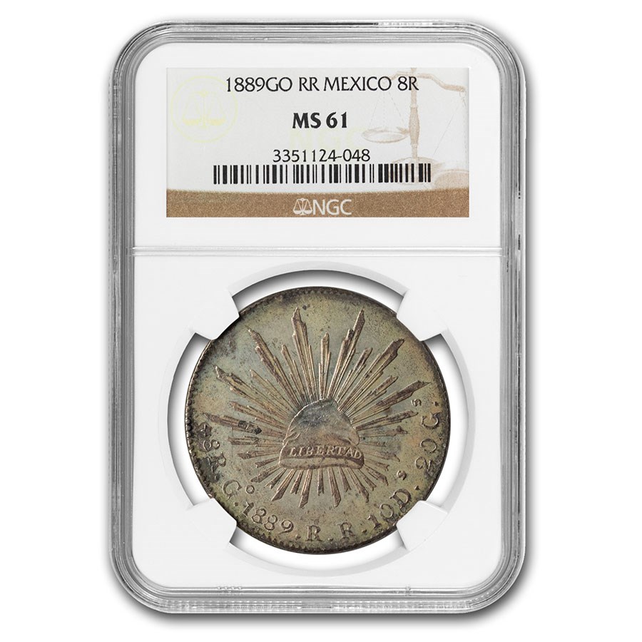 Buy 1889-Go RR Mexico Silver 8 Reales MS-61 NGC | APMEX