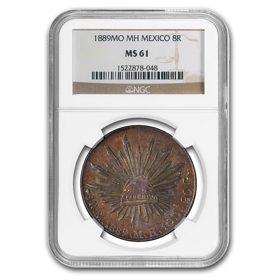 Buy 1889-Mo MH Mexico Silver 8 Reales MS-61 NGC | APMEX