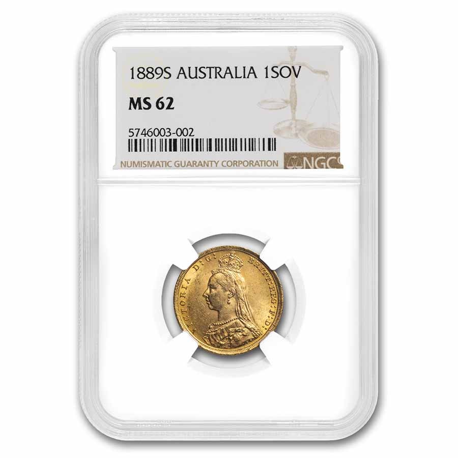 Buy 1889-S Australia Gold Sovereign Victoria Jubilee MS-62 NGC | APMEX