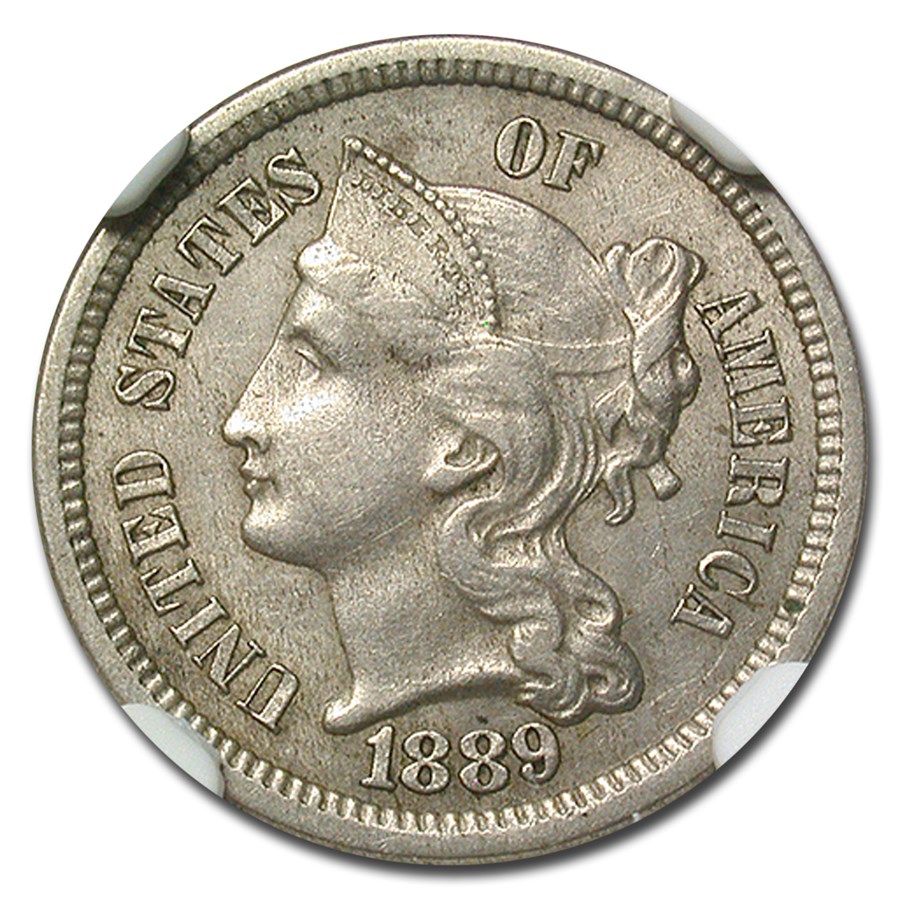 1889 Three Cent Nickel AU-53 NGC