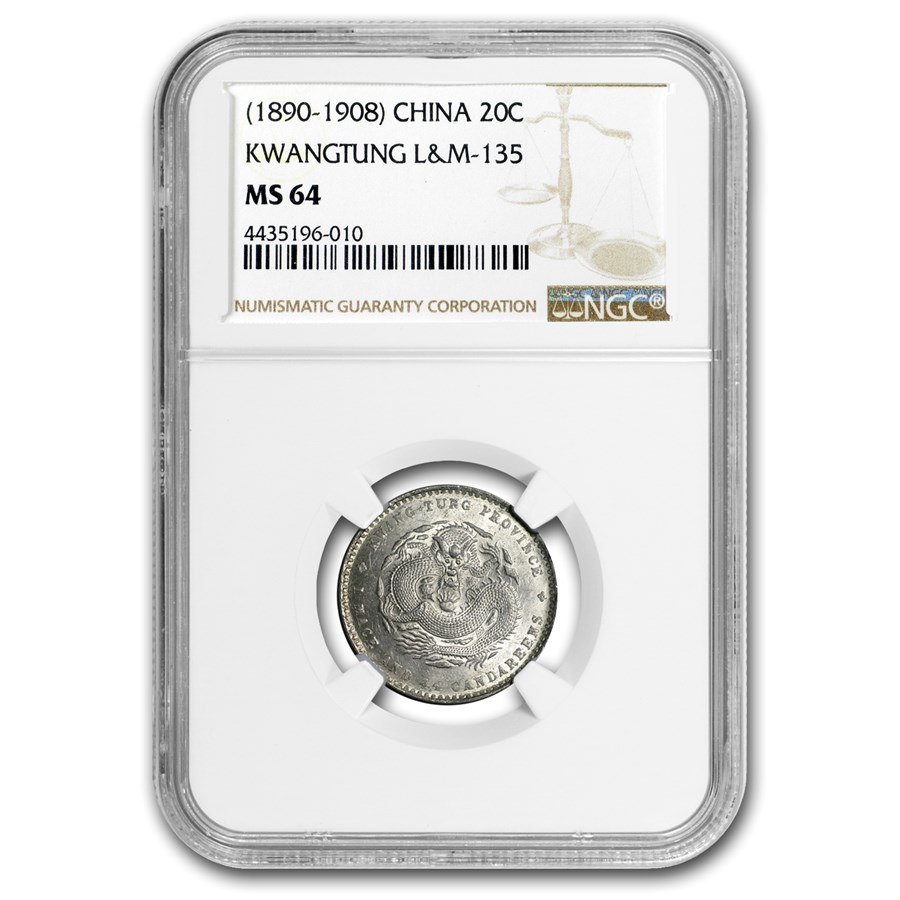Buy 1890-1908 China Silver 20 Cent Kwangtung MS-64 NGC | APMEX