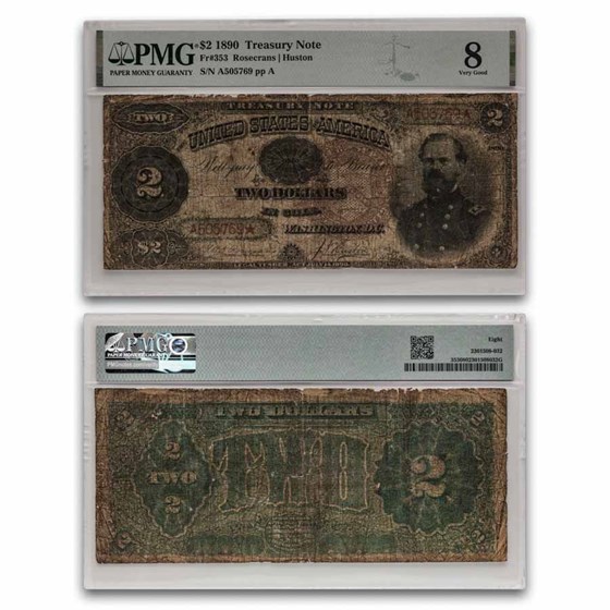 1890 $2 Treasury Note James B. McPherson VG-8 PMG (Fr#353)