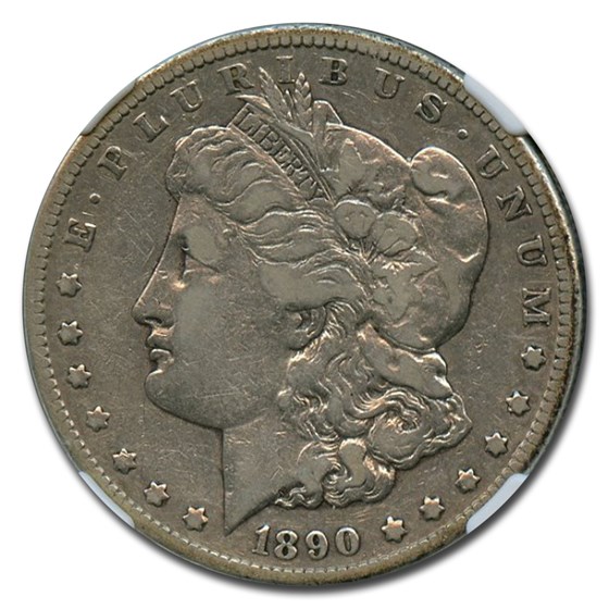 1890-CC Morgan Dollar Fine-15 NGC (VAM-4 Tail Bar, Fivaz)