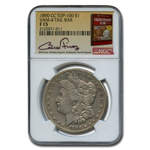 1890-CC Morgan Dollar Fine-15 NGC (VAM-4 Tail Bar, Fivaz)