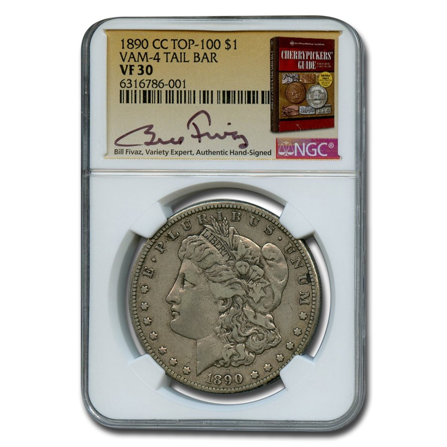 1890-CC Morgan Dollar VF-30 NGC (VAM-4 Tail Bar, Fivaz)