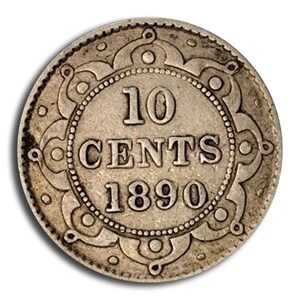 1890 Newfoundland Silver 10 Cents Victoria VF-35 PCGS