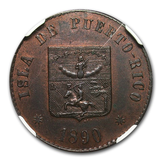 Buy 1890 Puerto Rico Copper 10 Centimos MS-64 NGC (RB) | APMEX
