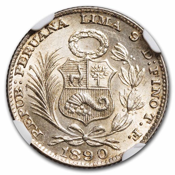 Buy 1890-TF Peru Silver Dinero MS-64 NGC | APMEX