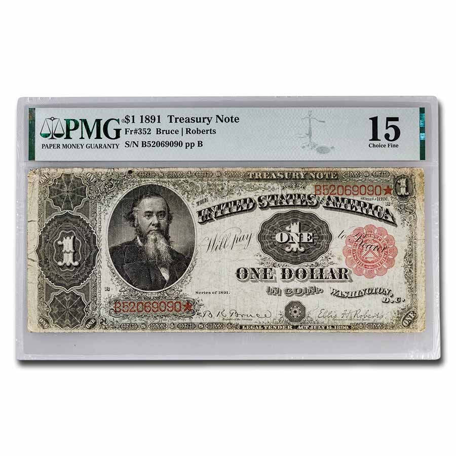 Buy 1891 $1.00 Treasury Note Stanton Choice F-15 PMG (Fr#352) | APMEX