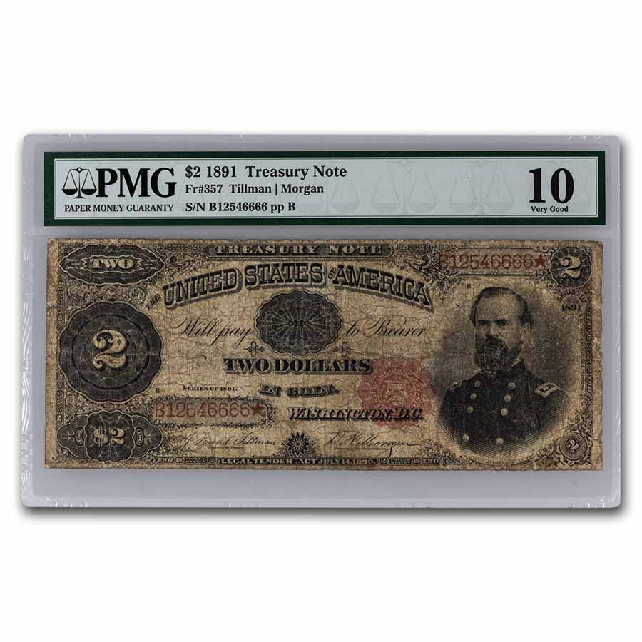 Buy 1891 $2.00 Treasury Note VG-10 PMG (Fr#357) | APMEX