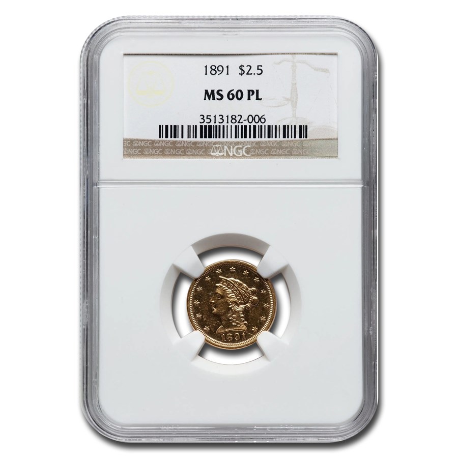 Buy 1891 $2.50 Liberty Gold Quarter Eagle MS-60 NGC (PL) | APMEX