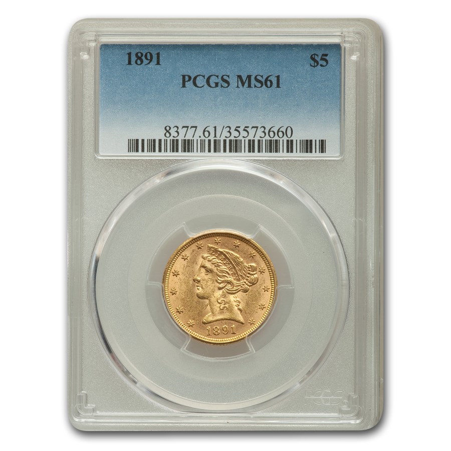 Buy 1891 $5 Liberty Gold Half Eagle MS-61 PCGS | APMEX