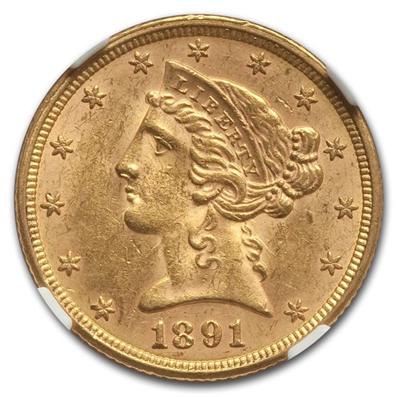 Buy 1891 $5 Liberty Gold Half Eagle MS-62 NGC | APMEX