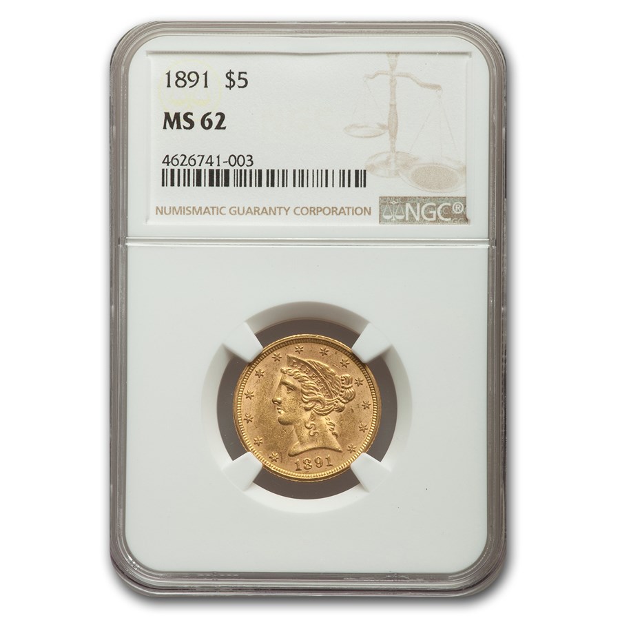 Buy 1891 $5 Liberty Gold Half Eagle MS-62 NGC | APMEX
