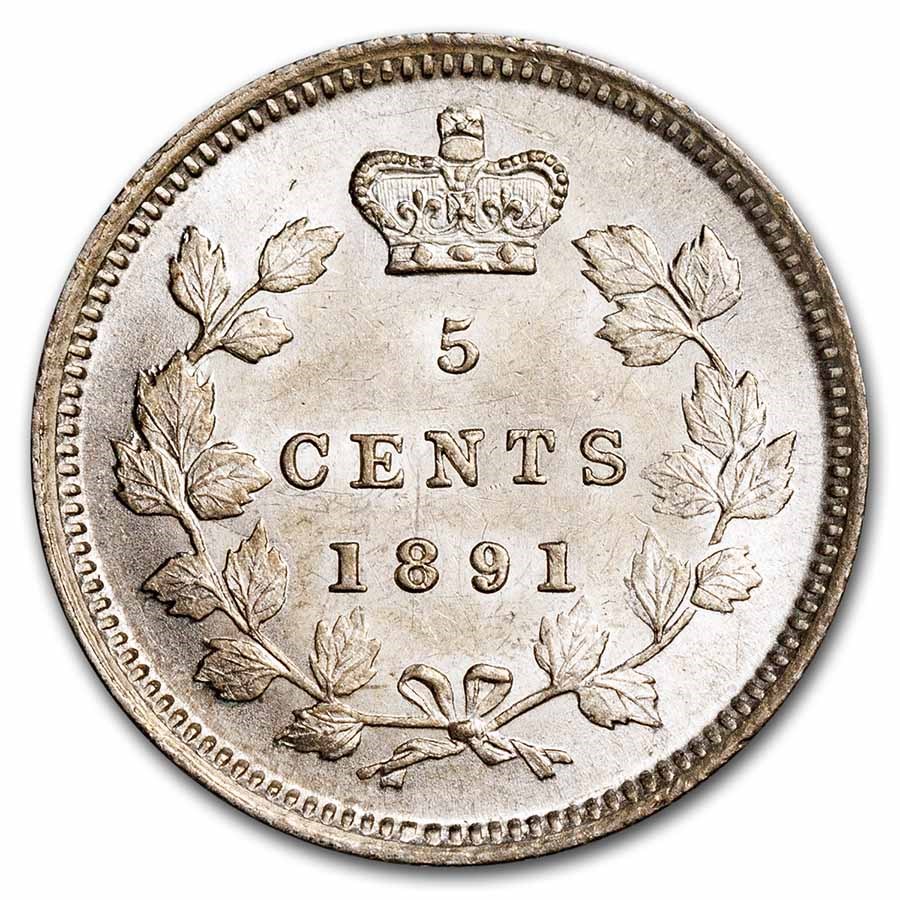 Buy 1891 Canada Silver 5 Cents (Nickel) Victoria AU | APMEX