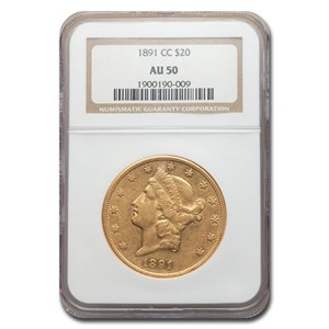 Buy 1891-CC $20 Liberty Gold Double Eagle AU-50 NGC | APMEX