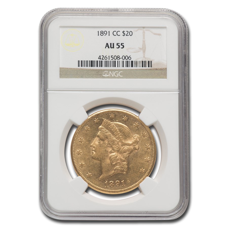 1891-CC $20 Liberty Gold Double Eagle AU-55 NGC