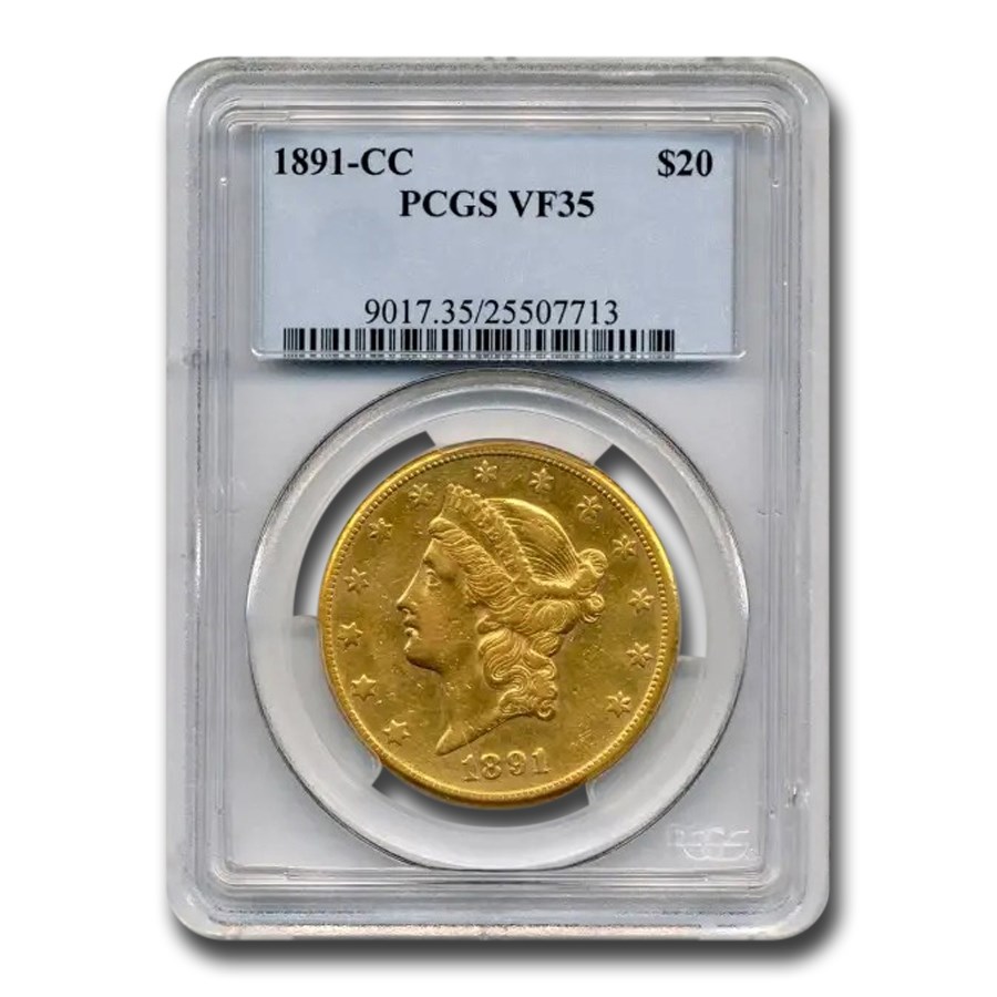1891-CC $20 Liberty Gold Double Eagle VF-35 PCGS