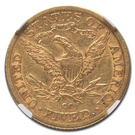 1891-CC $5 Liberty Gold Half Eagle AU-50 NGC