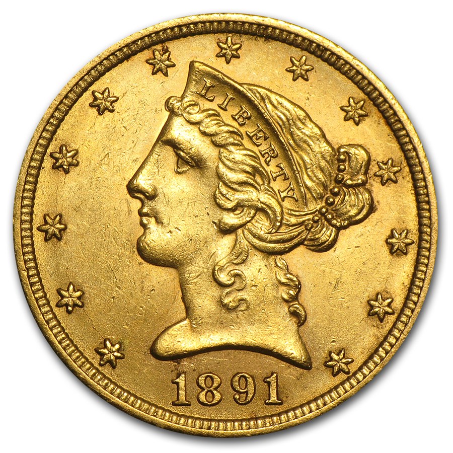 Buy 1891-CC $5 Liberty Gold Half Eagle BU Details (Cleaned) | APMEX