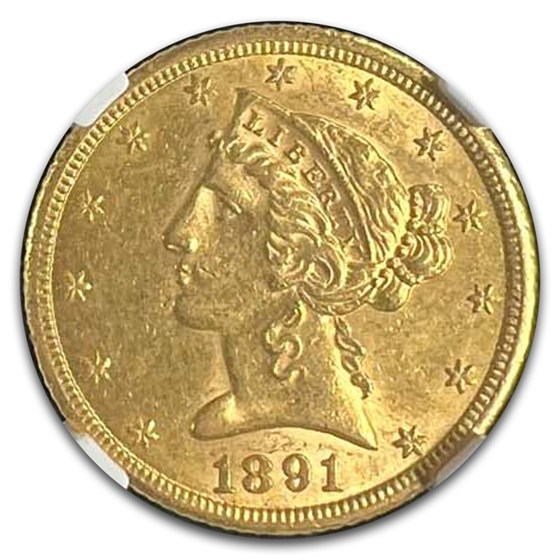 Buy 1891-CC $5 Liberty Gold Half Eagle MS-61 NGC | APMEX