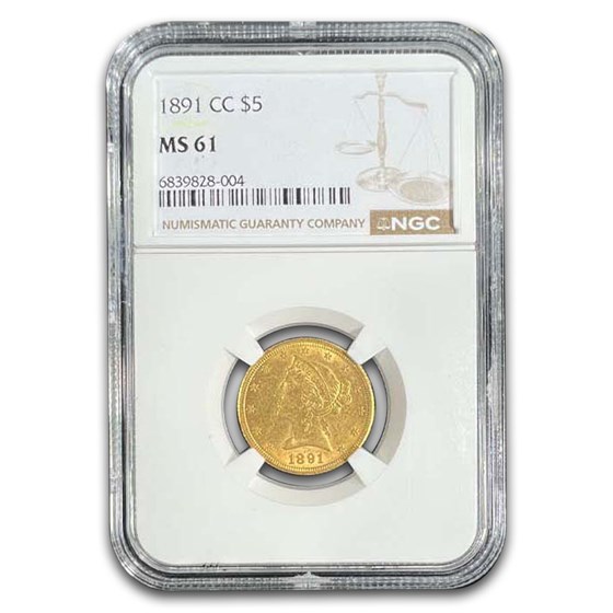 Buy 1891-CC $5 Liberty Gold Half Eagle MS-61 NGC | APMEX