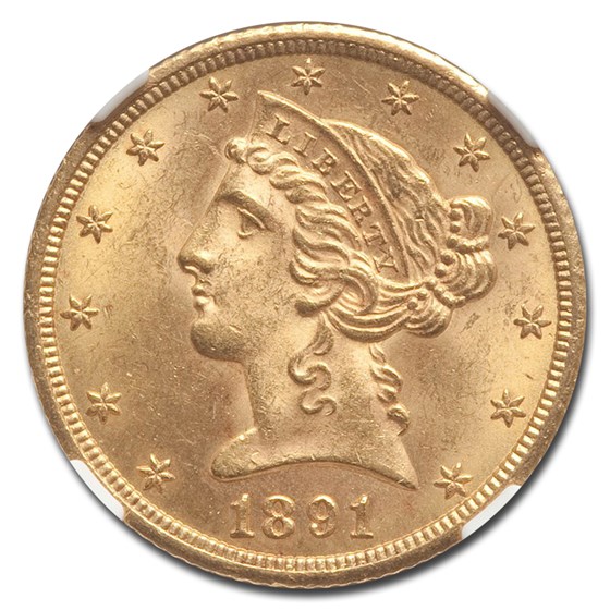 Buy 1891-CC $5 Liberty Gold Half Eagle MS-63 NGC | APMEX