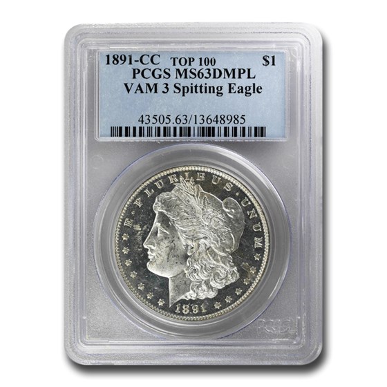 Buy 1891-CC Morgan Dollar DMPL MS-63 PCGS (VAM-3 Spitting Eagle) | APMEX