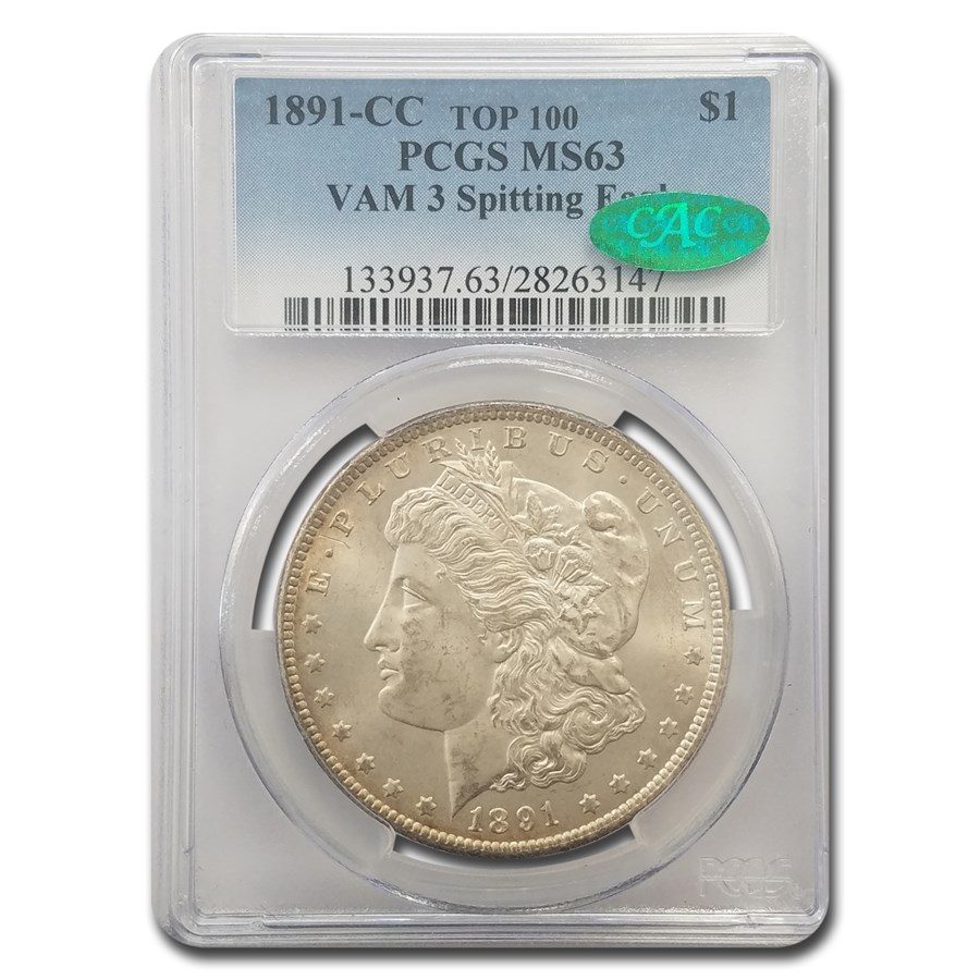 Buy 1891-CC Morgan Dollar MS-63 PCGS CAC (VAM 3 Spitting Eagle) | APMEX
