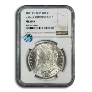 1891-CC Morgan Dollar MS-64+ NGC (VAM-3, Spitting Eagle, Top-100)