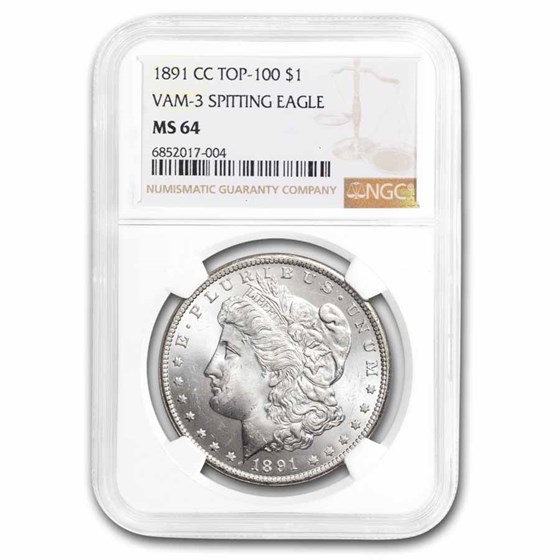 1891-CC Morgan Dollar MS-64 NGC (VAM-3, Spitting Eagle)