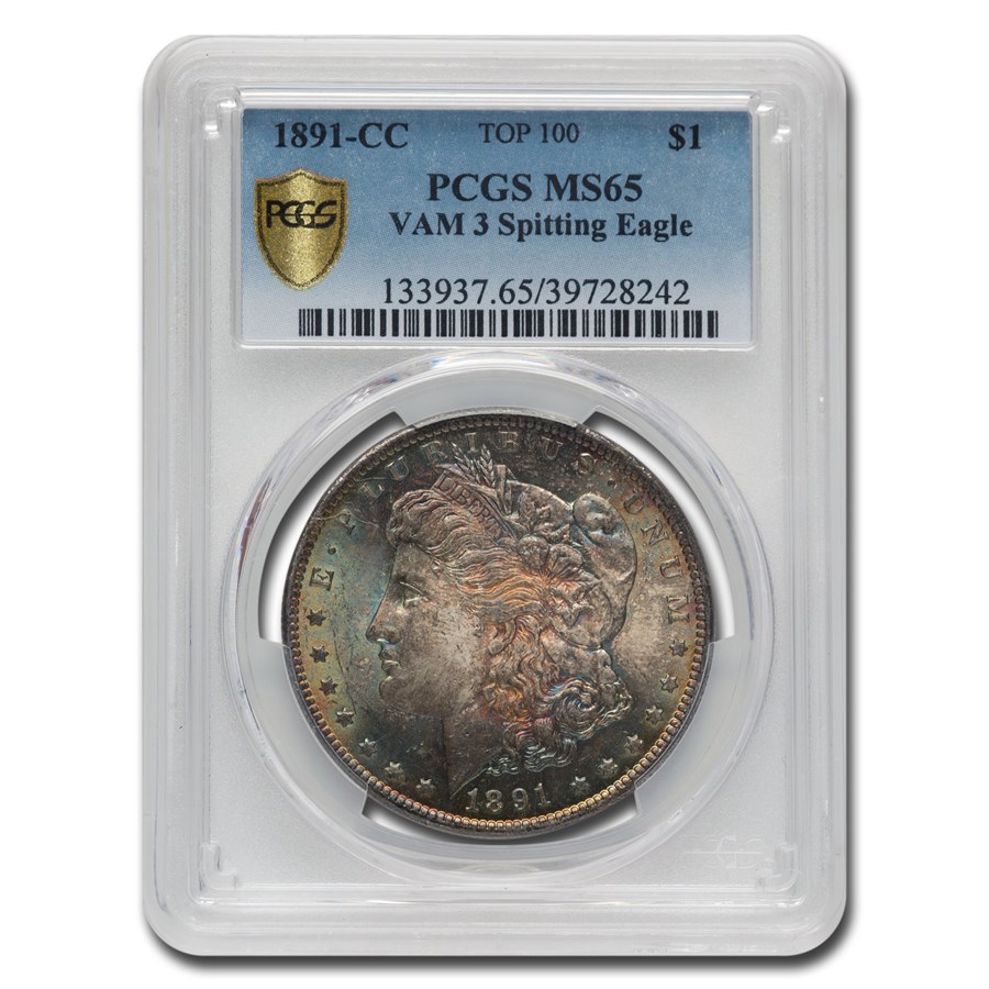 Buy 1891-CC Morgan Dollar MS-65 PCGS (VAM 3, Spitting Eagle) | APMEX
