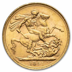 1891 Great Britain Gold Sovereign Victoria Jubilee Head BU