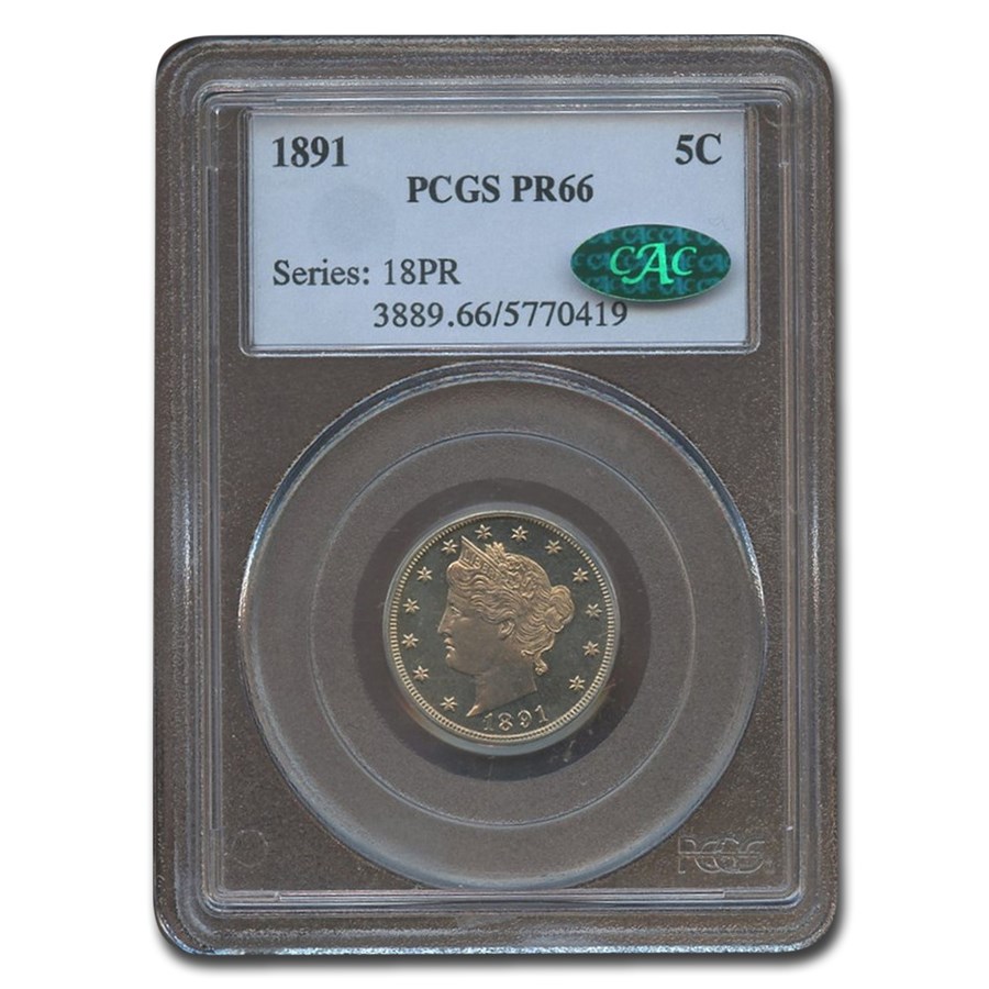 1891 Liberty Head V Nickel PR-66 PCGS CAC