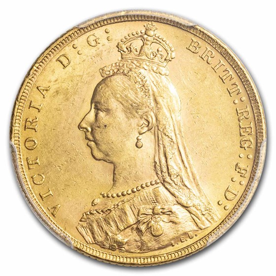 1891-M Australia Gold Sovereign Victoria Jubilee AU-58 PCGS