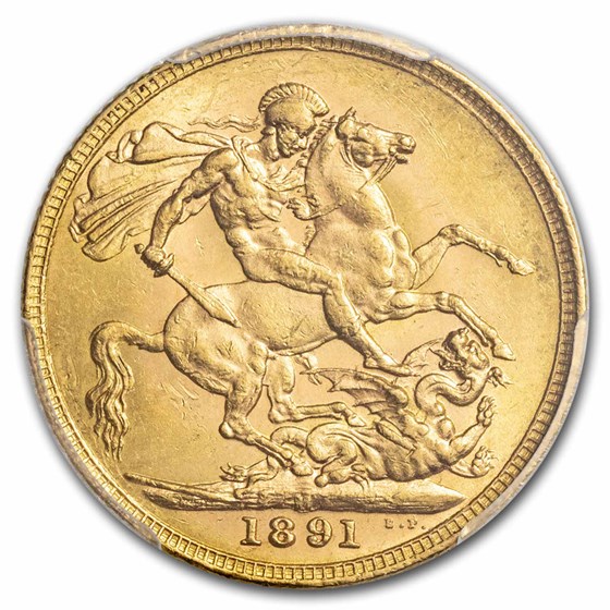 1891-M Australia Gold Sovereign Victoria Jubilee AU-58 PCGS