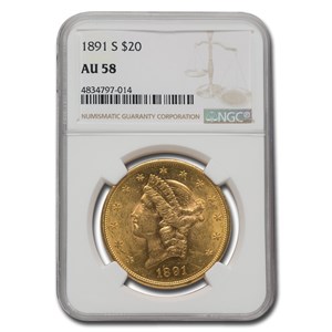 Buy 1891-S $20 Liberty Gold Double Eagle AU-58 NGC | APMEX
